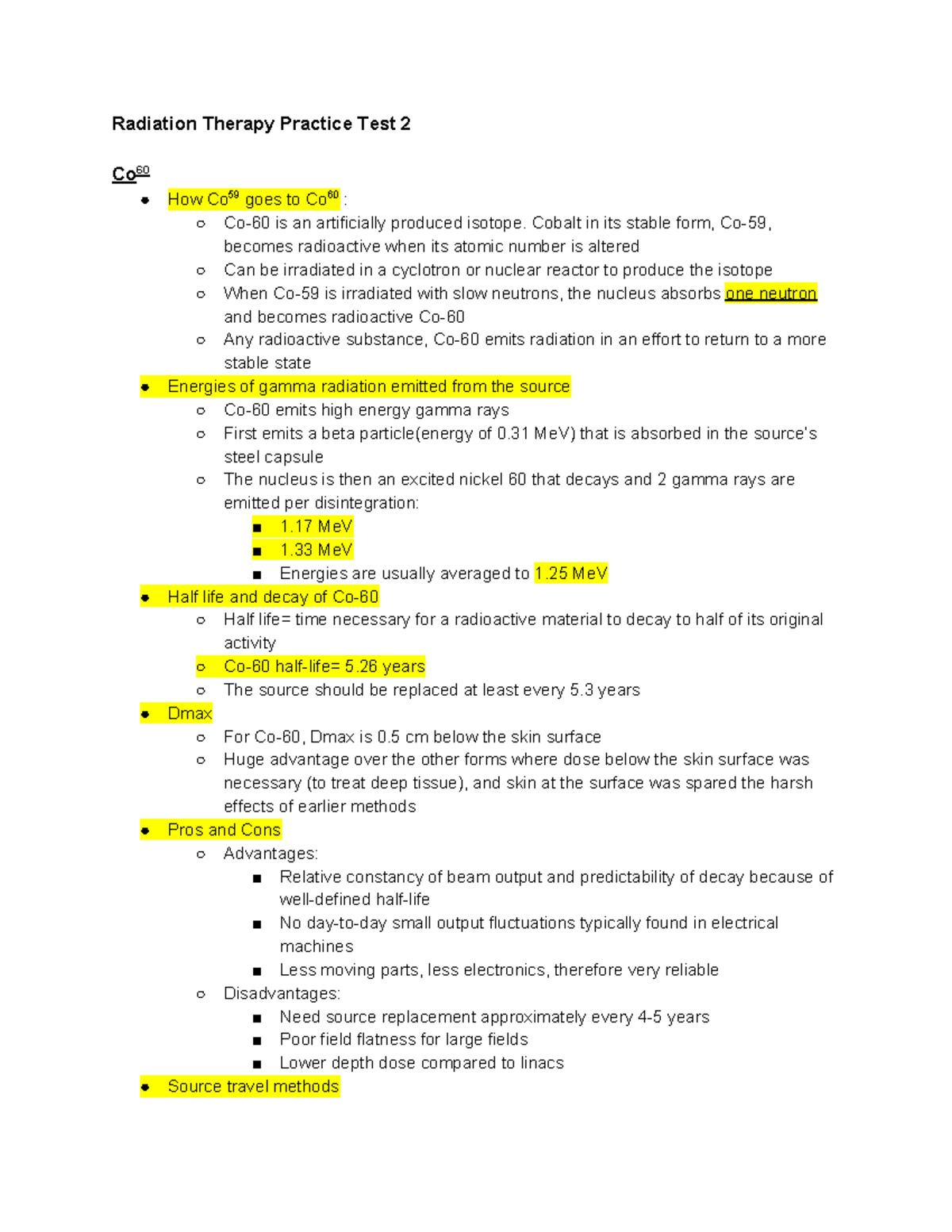 Radiation Therapy Practice Test 2 - Cobalt in its stable form, Co-59 ...