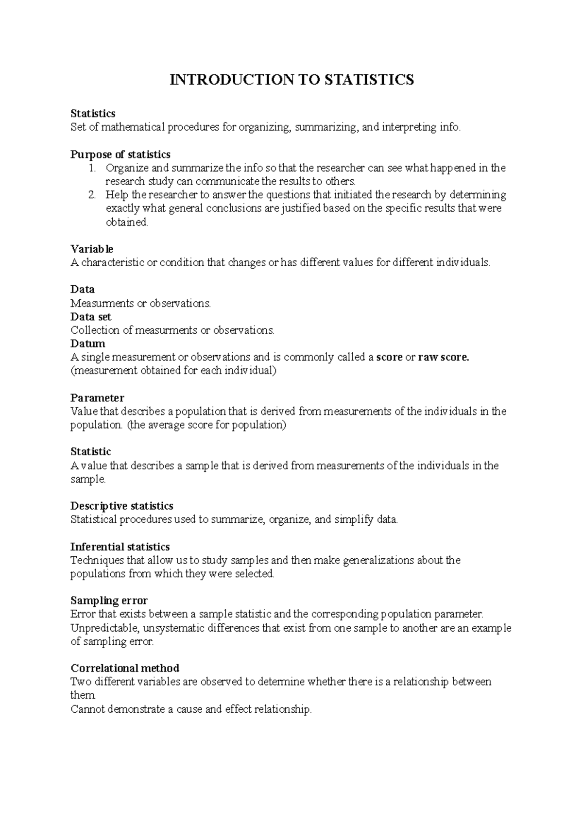 Introduction To Statistics Introduction To Statistics Statistics Set Of Mathematical