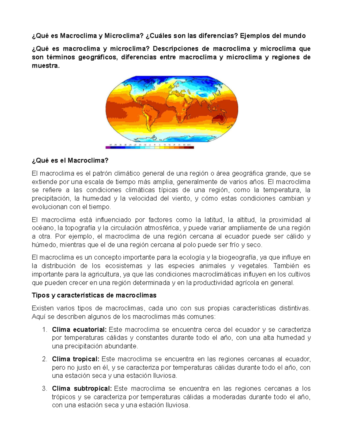Qué es Macroclima y Microclima - ¿Qué es el Macroclima? El macroclima ...