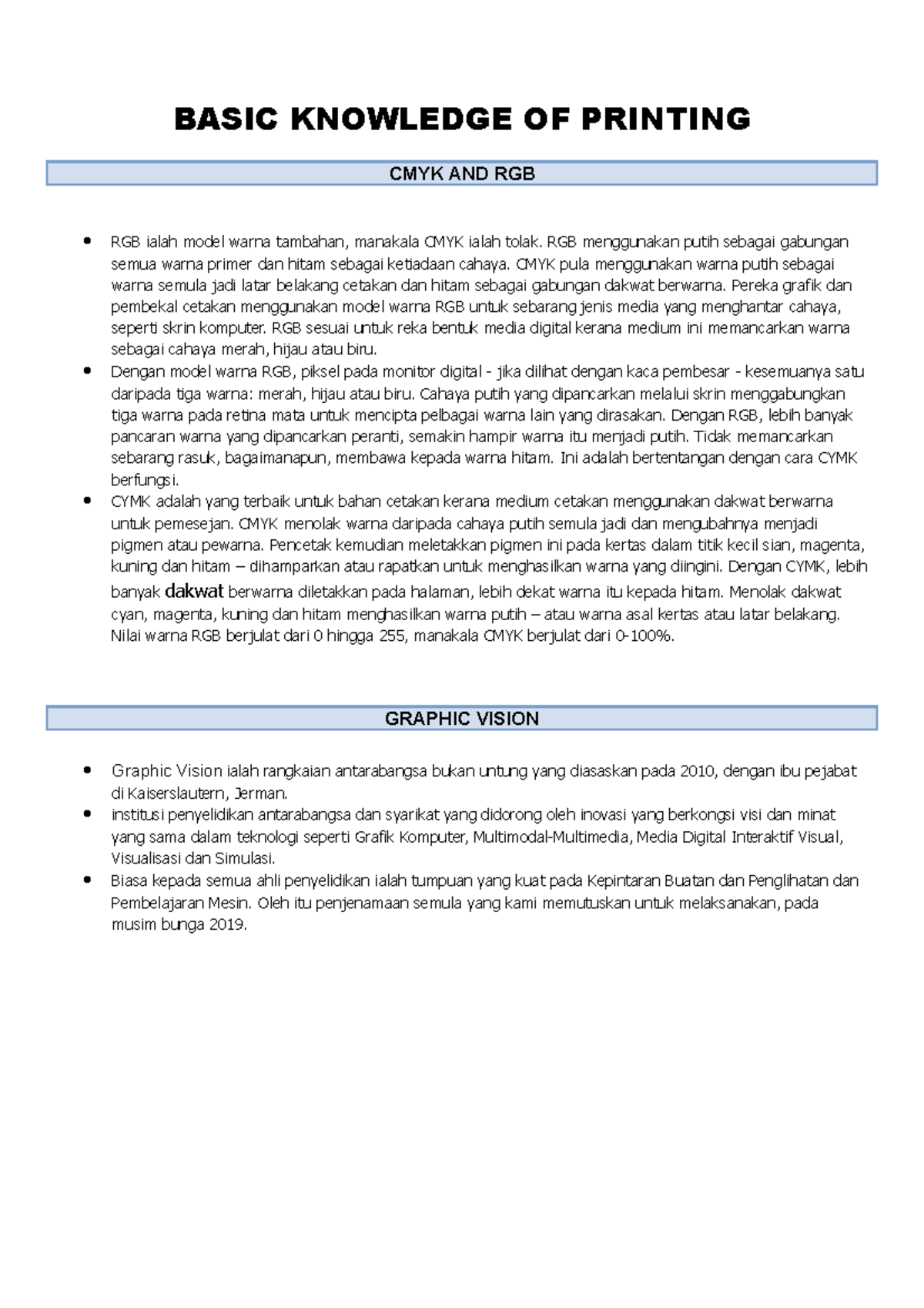 Basic knowledge of printing - BASIC KNOWLEDGE OF PRINTING CMYK AND RGB ...