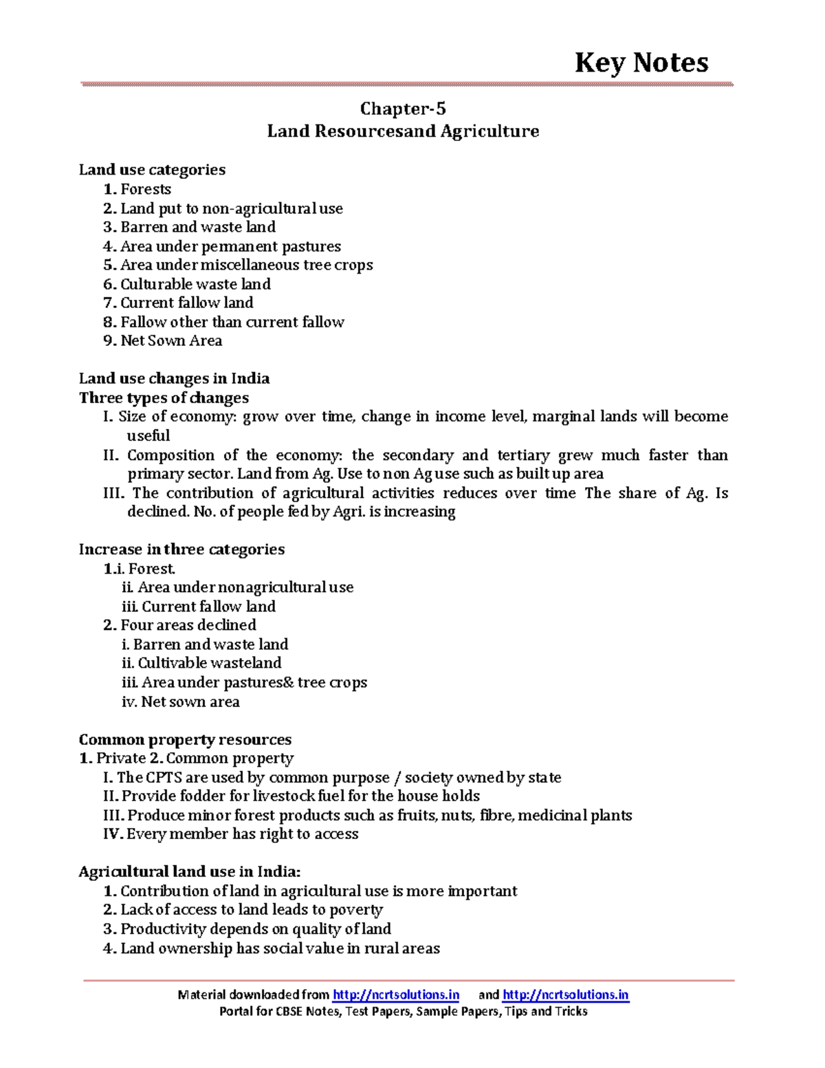 B2 12 geography key notes ch 05 land resources and agriculture ...