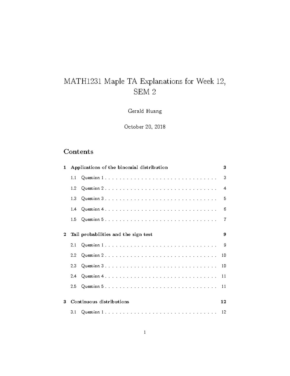 Week 12 - Maple TA Explanations - MATH1231 Maple TA Explanations for Week 12, 1 Question 2 The ...
