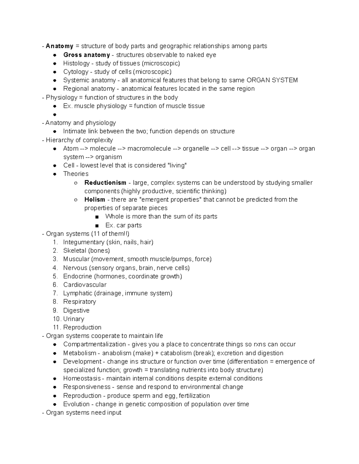 Anatomy final study guide - Anatomy = structure of body parts and ...