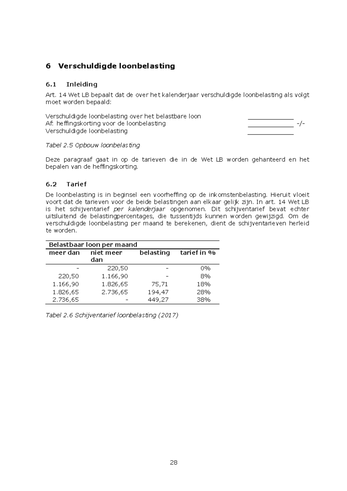 Hoofdstuk 6 - 6 Verschuldigde loonbelasting 6 Inleiding Art. 14 Wet LB ...