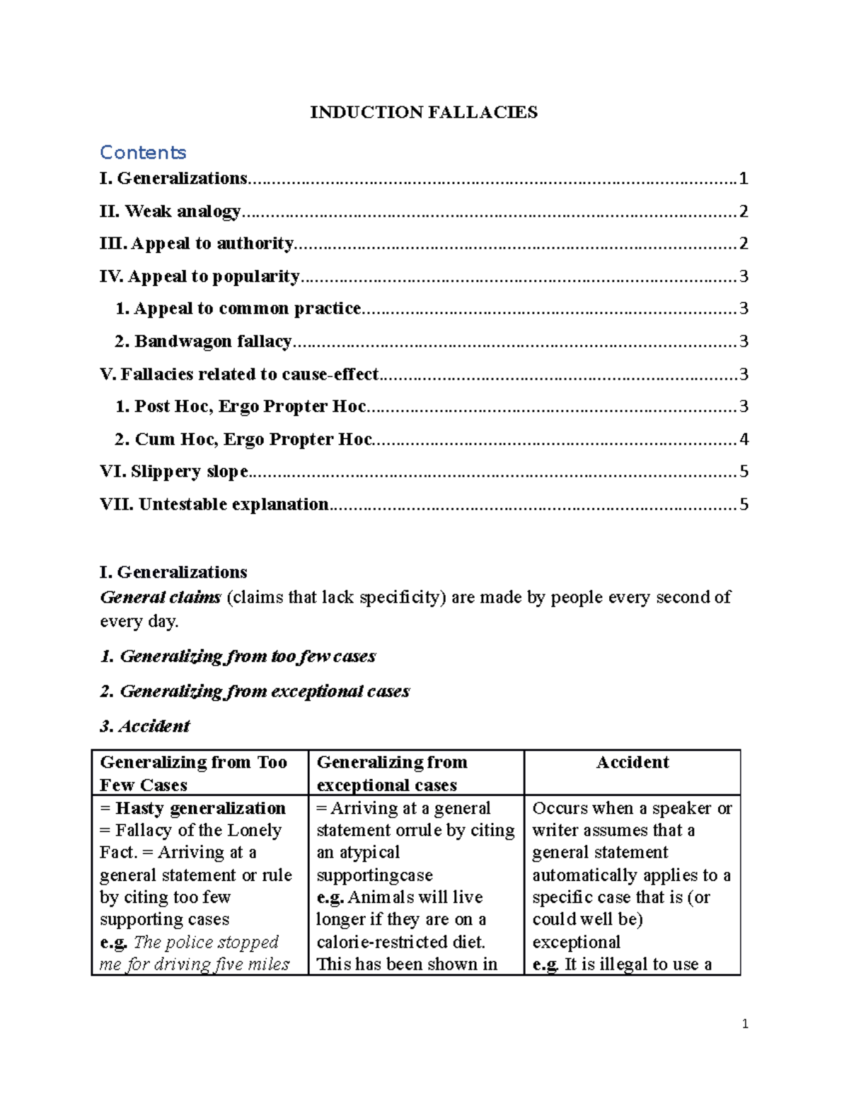Induction Fallacies - srtedtyfuh - INDUCTION FALLACIES Contents I ...