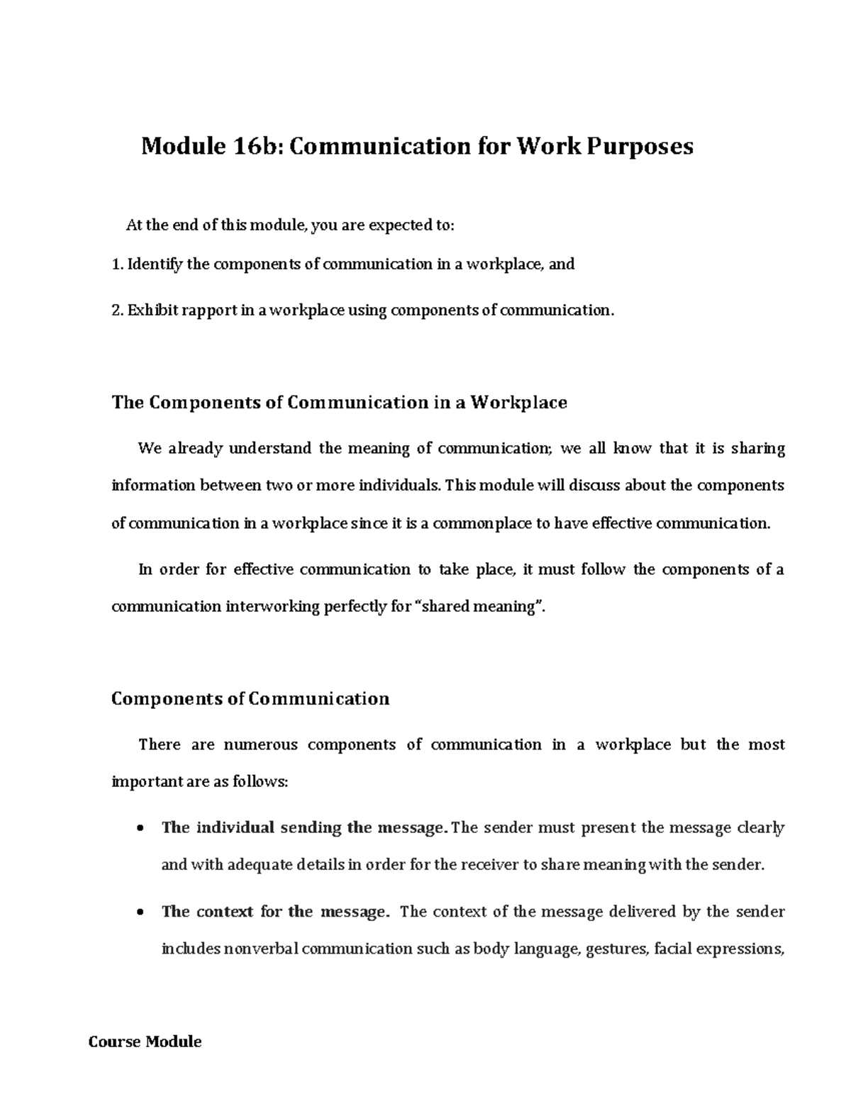 W11 - W13 Lesson 5 Communication for work purposes - Module B - Course ...