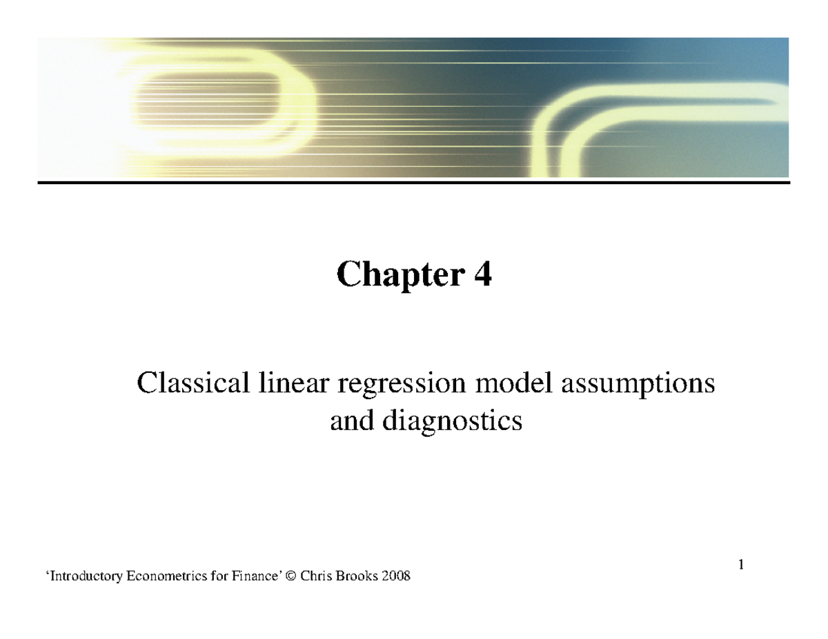 Econ Ch4 slides P1 P2 - Chapter 4 Classical linear regression model ...