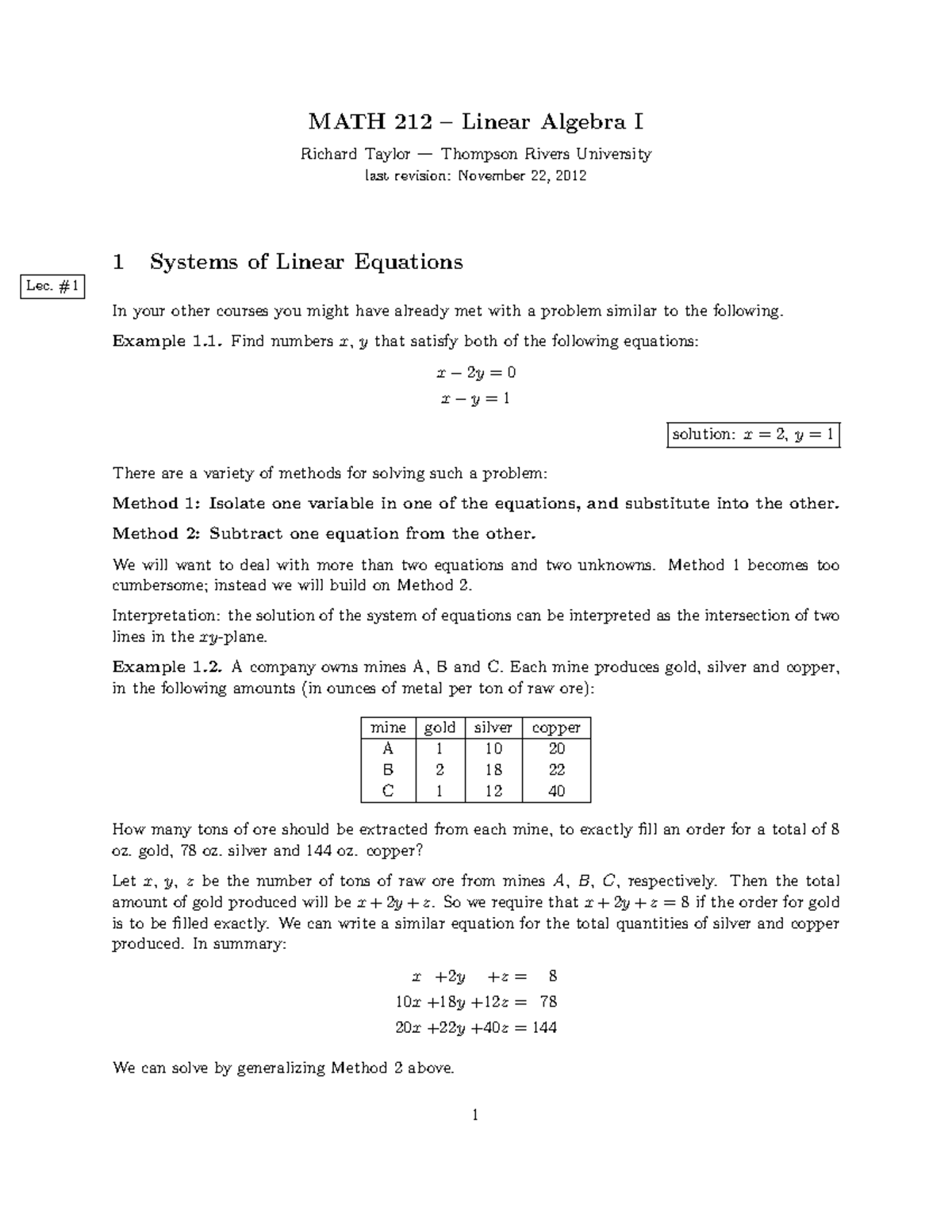 Math212notes - notes on differantial calculus - MATH 212 – Linear ...