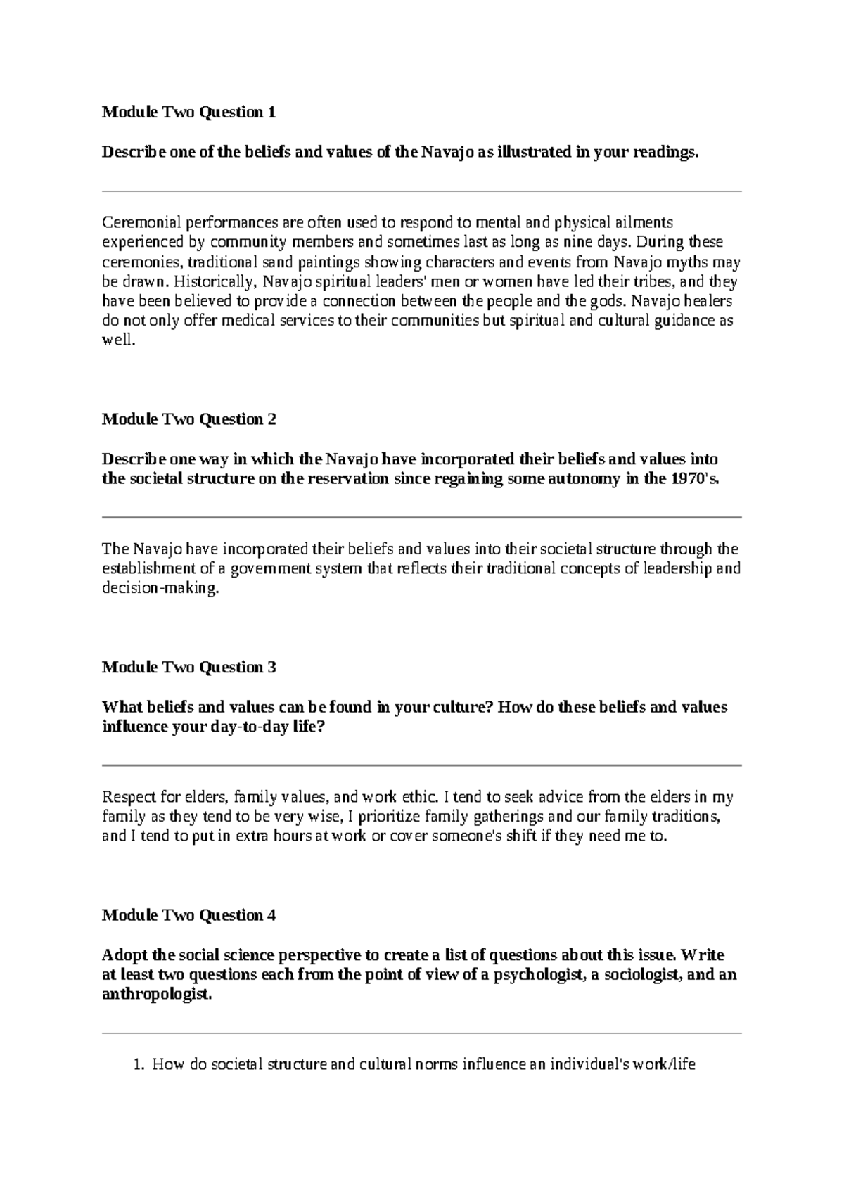 SCS 200 Module Two Short Responses - Module Two Question 1 Describe one ...