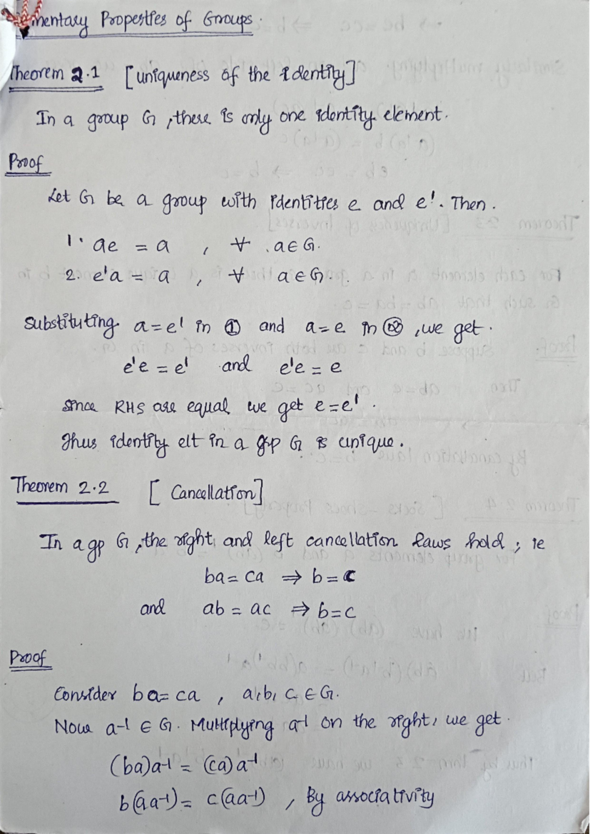 Maths group module 1 unit 1 - mentary Properties of Groups Theorem 2 of ...