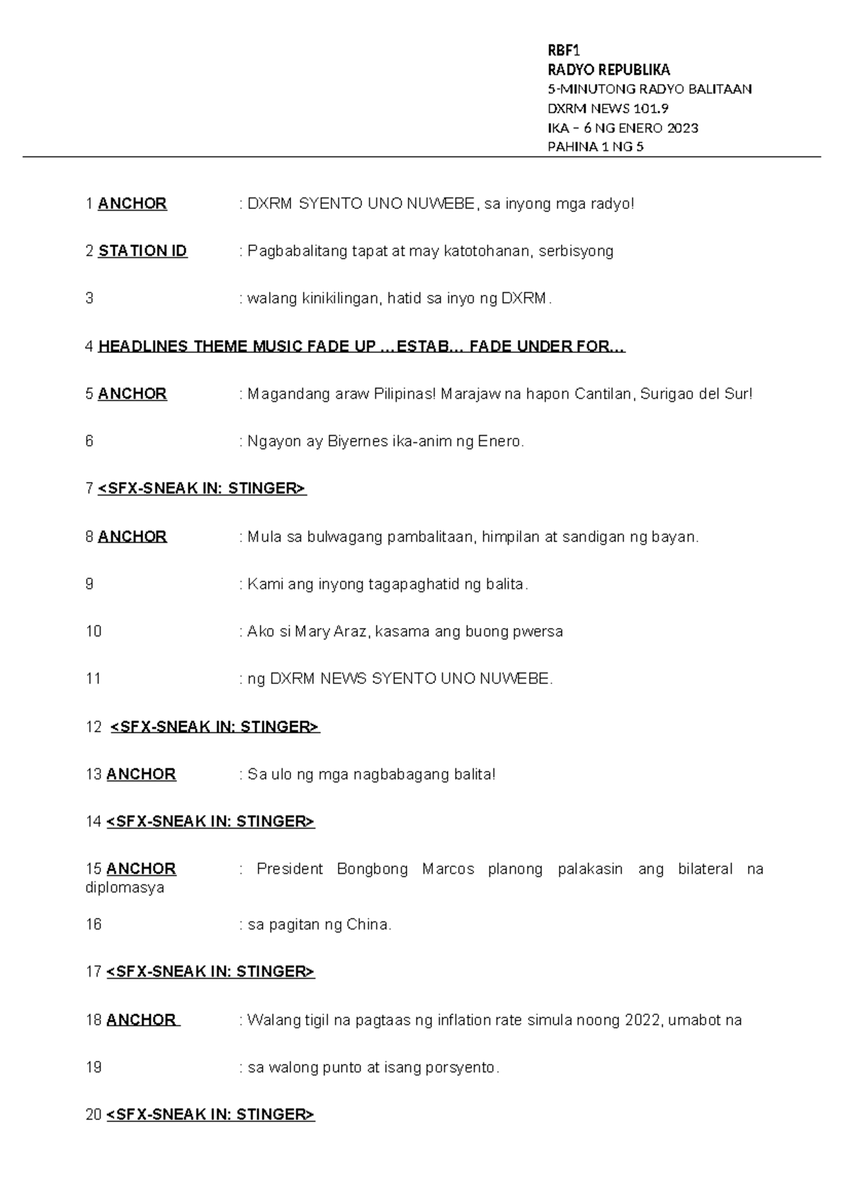 Radyo- Republika - nhhhhh - RBF RADYO REPUBLIKA 5-MINUTONG RADYO ...