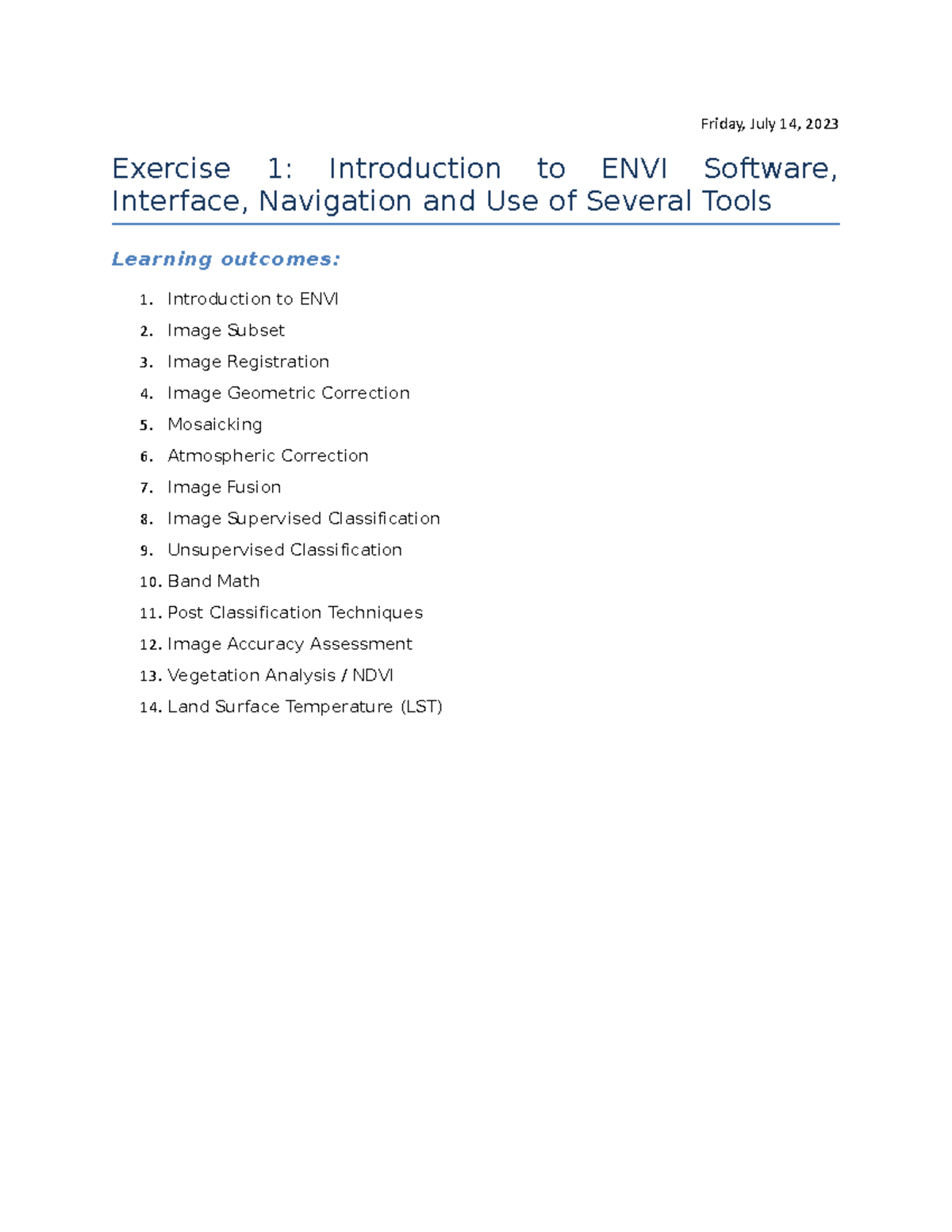 Dr. Ansar's Introduction to ENVI and its Interface Tools - Friday, July ...