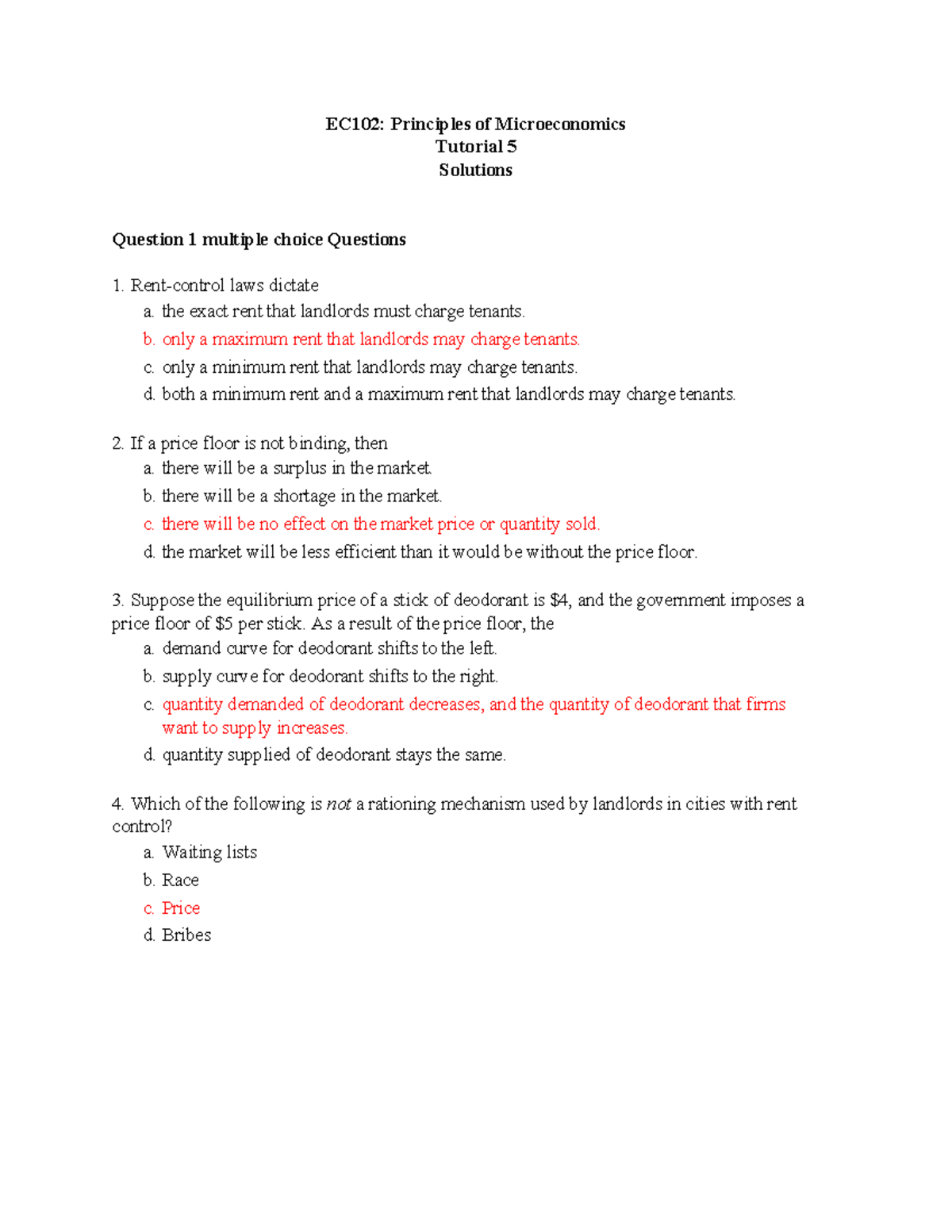 EC102 Tutorial 5 Solution - EC102: Principles of Microeconomics ...