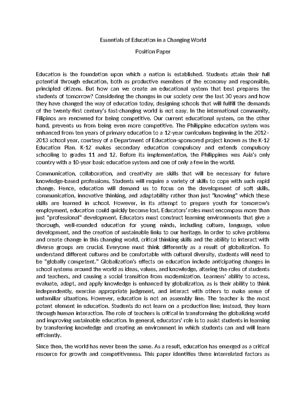 Leonida, Bee F. 11 STEM- Rutherford (Position Paper) - Essentials of ...