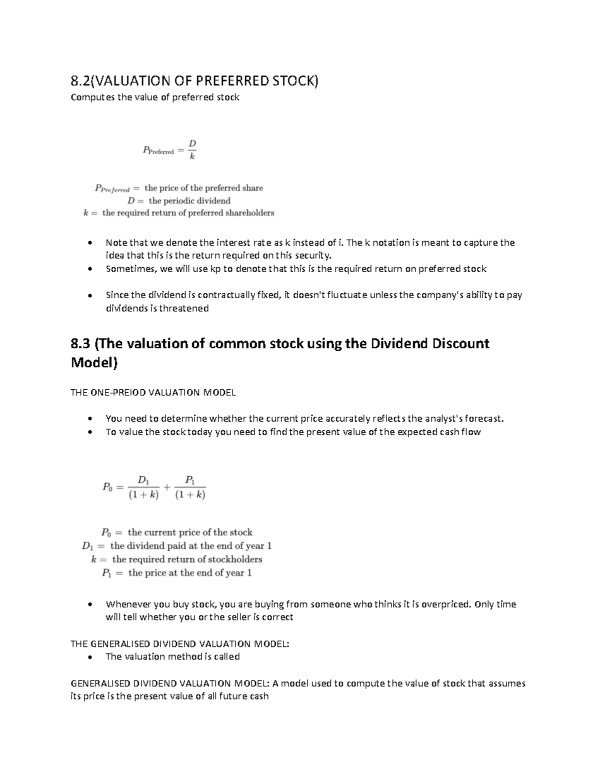 Chapter-8 ( Stock Valuation AND Market Efficiency) - 8(VALUATION OF ...
