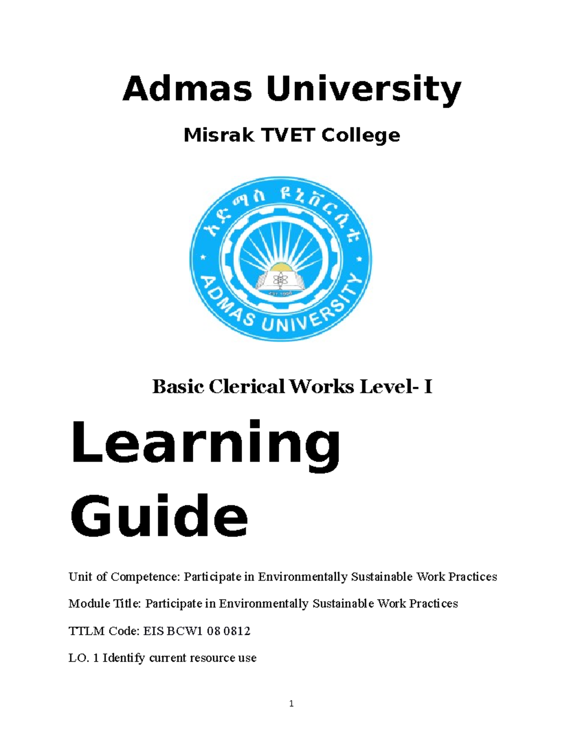 Participate in occuptional and healthy safety - Admas University Misrak ...