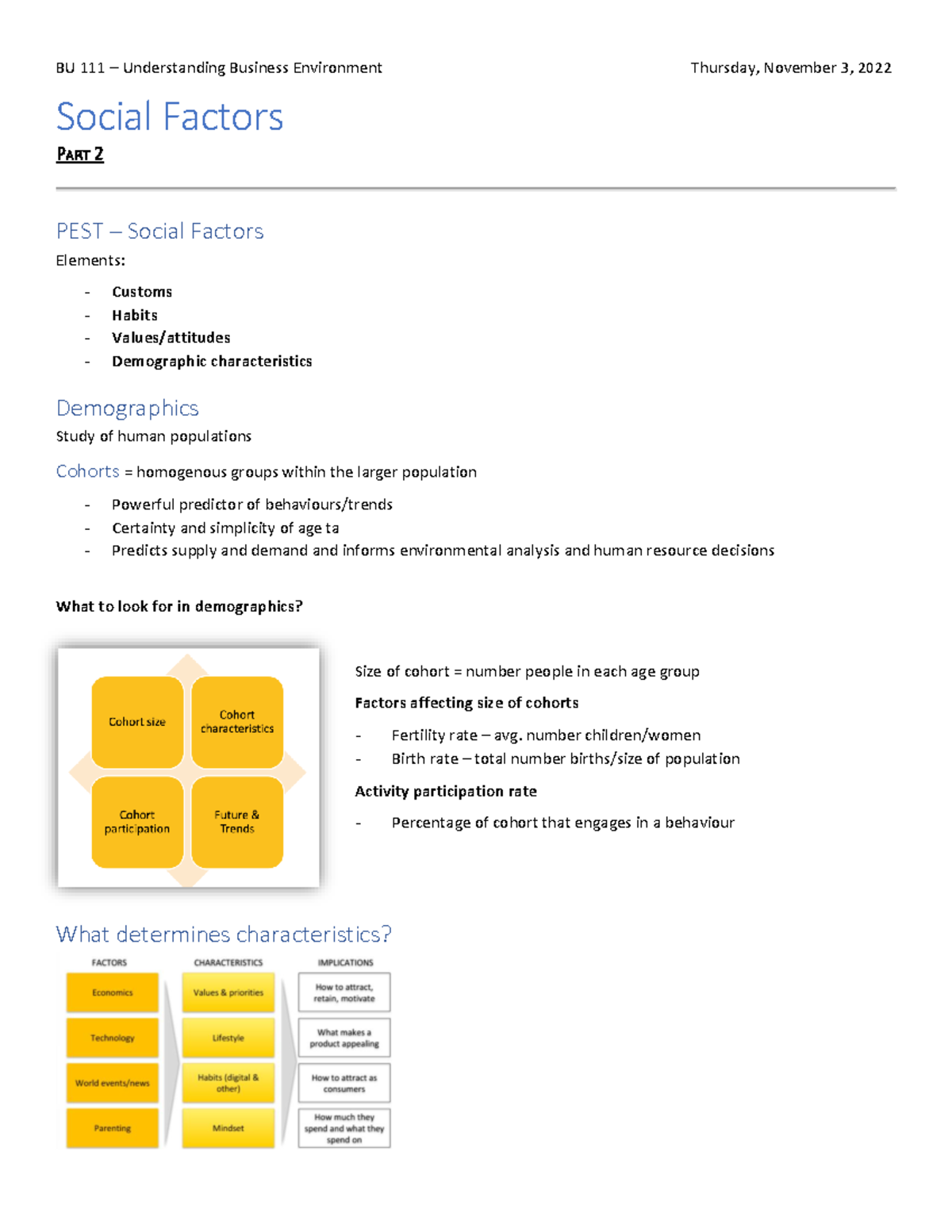 BU111 Social Factors Notes - BU 111 – Understanding Business ...