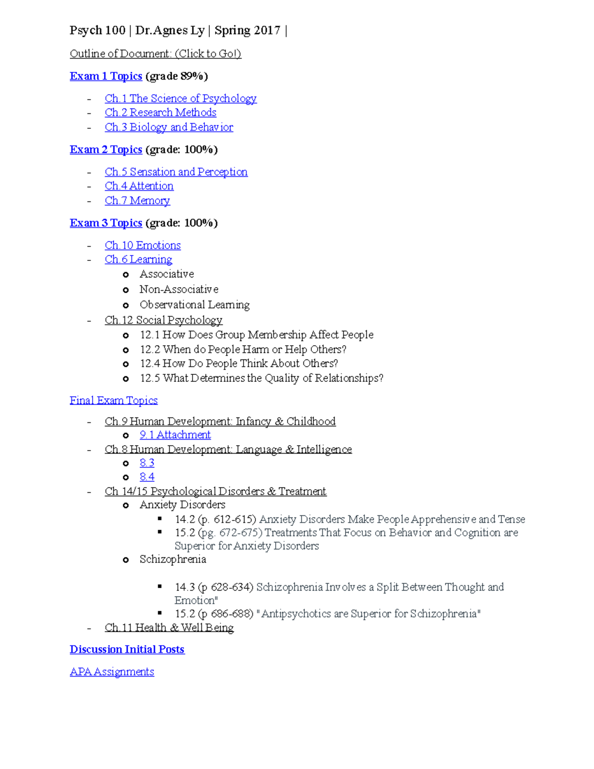 Psych100 Entire Course Summary - Psych 100 | Dr Ly | Spring 2017 ...
