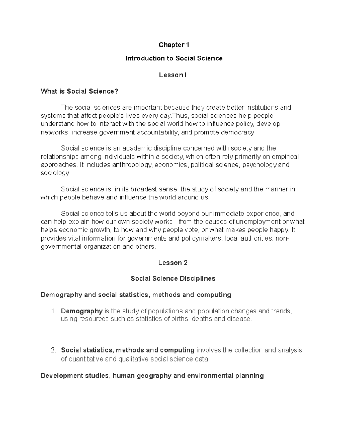 Module-LESS - JSIEAE - Chapter 1 Introduction to Social Science Lesson ...