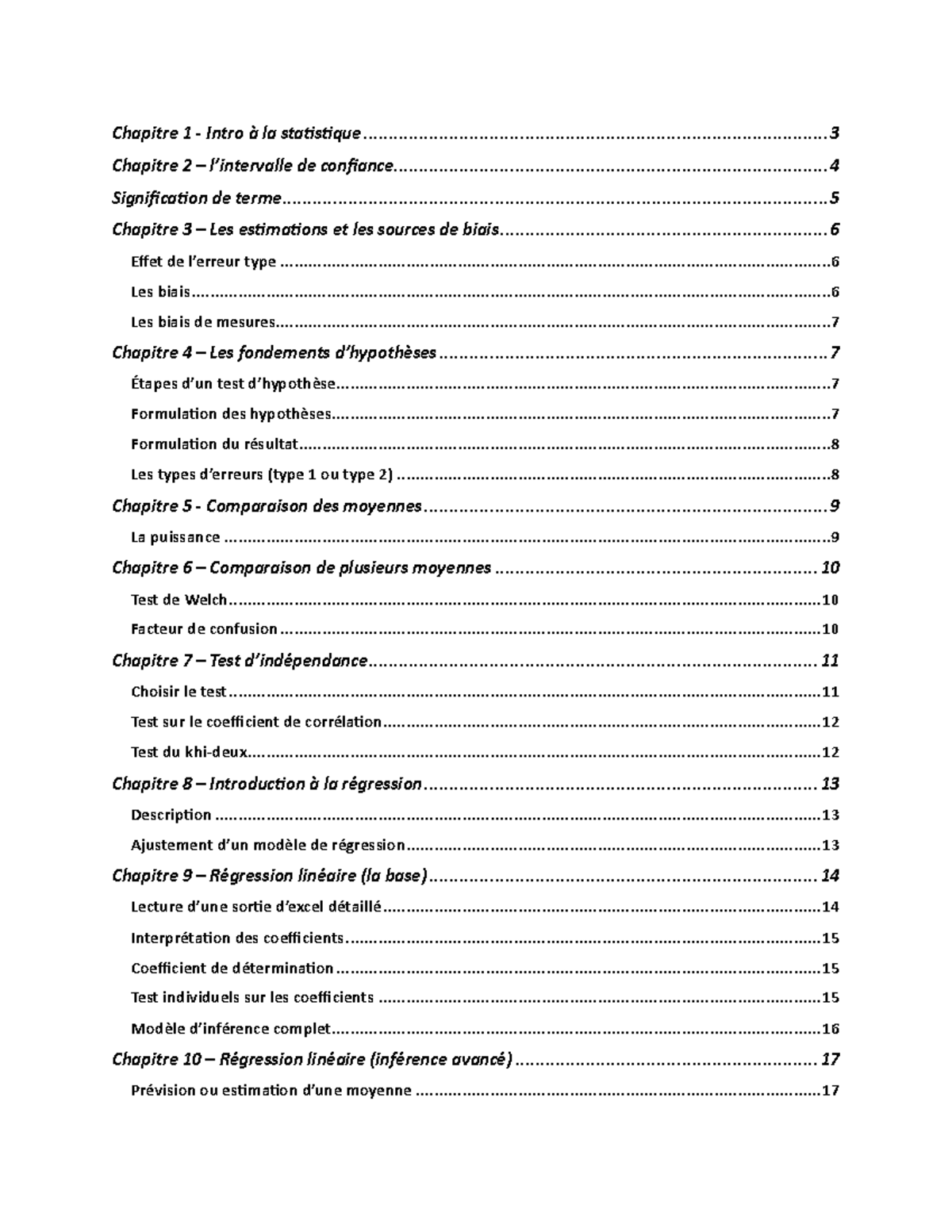Feuille de révision Stat - Chapitre 1 - Intro à la statistique Chapitre ...