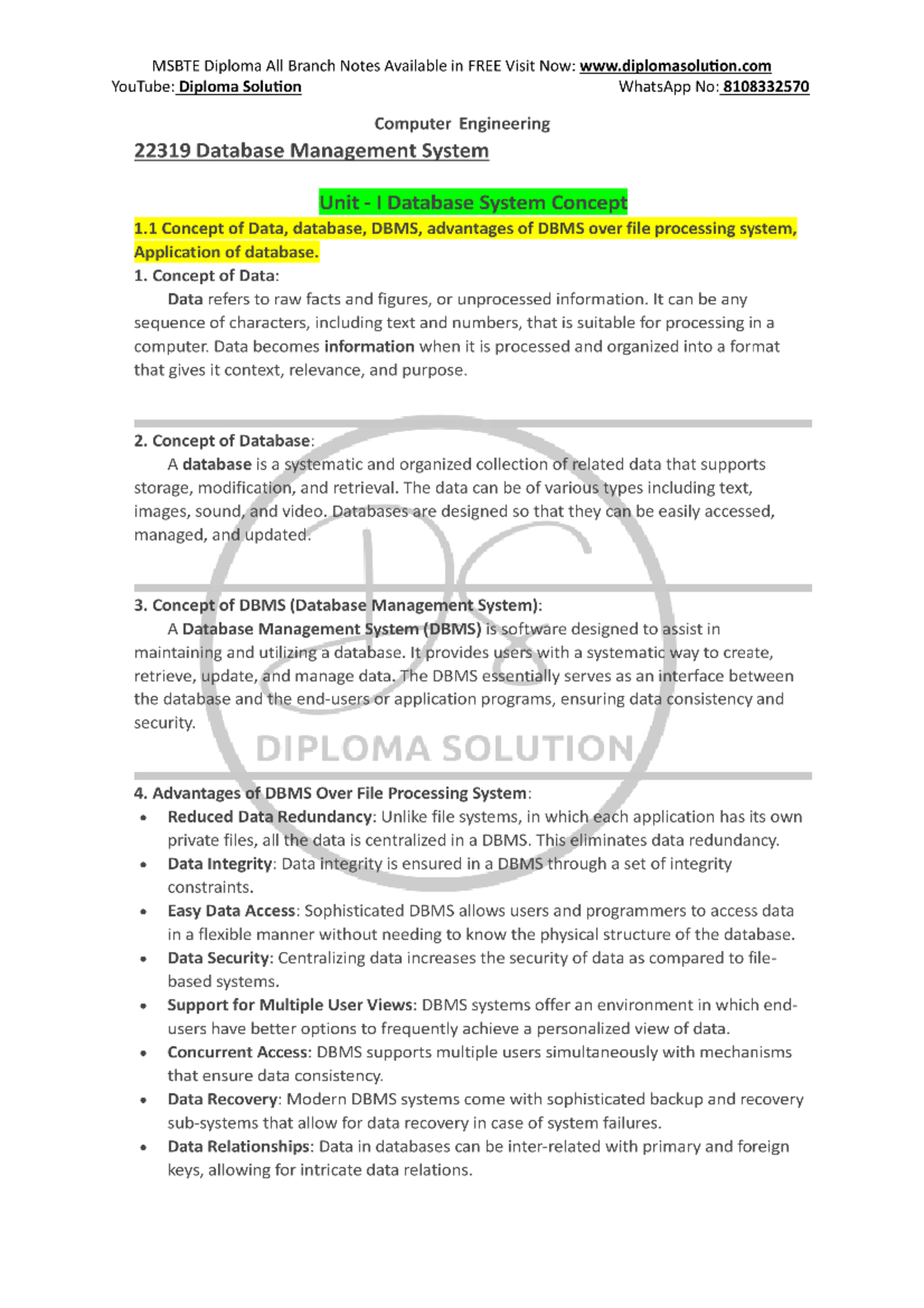 22319 Database Management System - Studocu