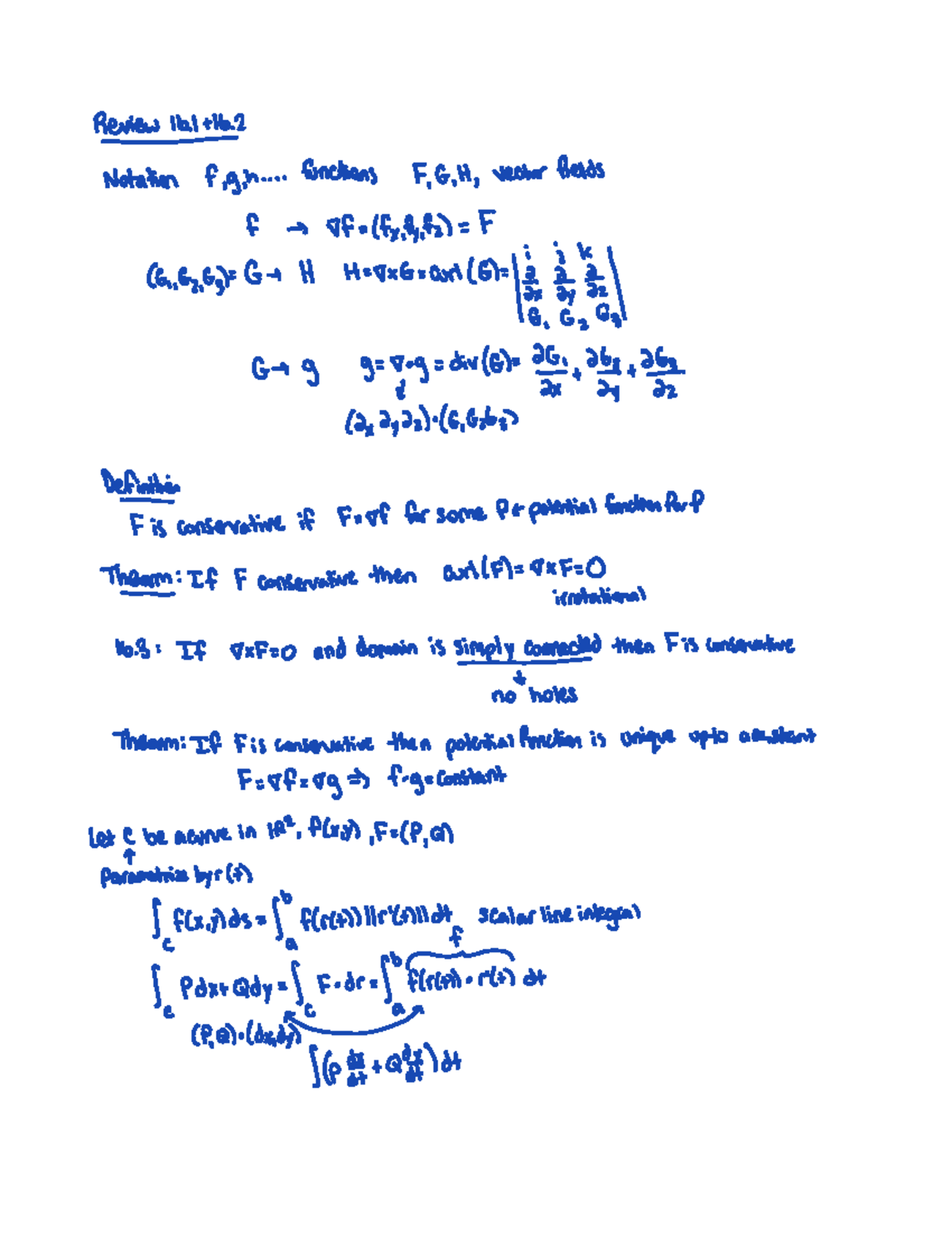 Conservative Vector Fields - Review 2 Notation f gin functions FG It vector fields f of fy.fy F ...
