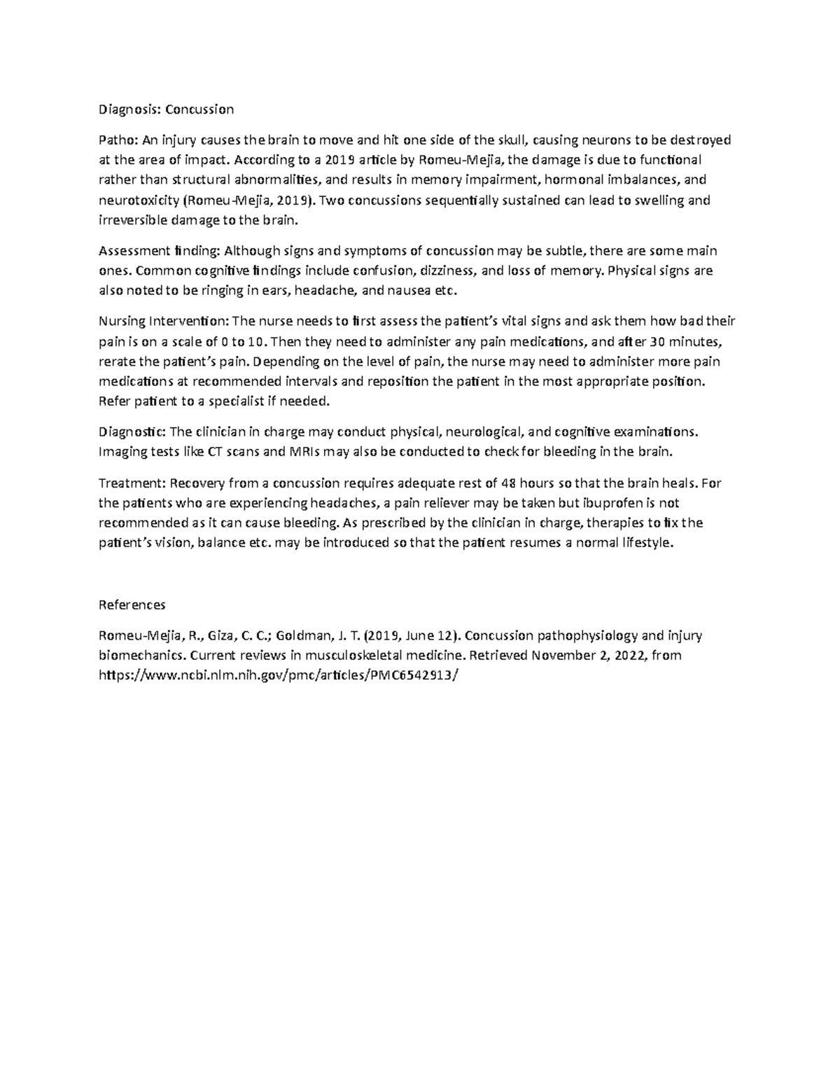 Concussion - Diagnosis: Concussion Patho: An injury causes the brain to ...