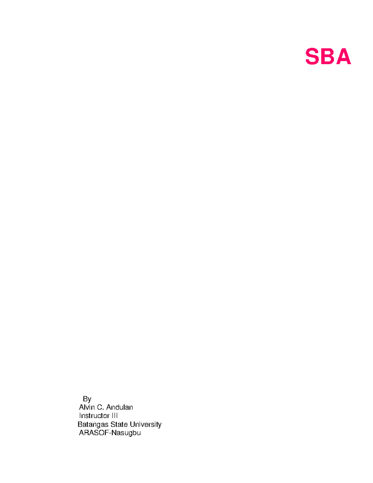 SBA.module 1 - SBA - SBA STRATEGIC BUSINESS ANALYSIS By Alvin C ...