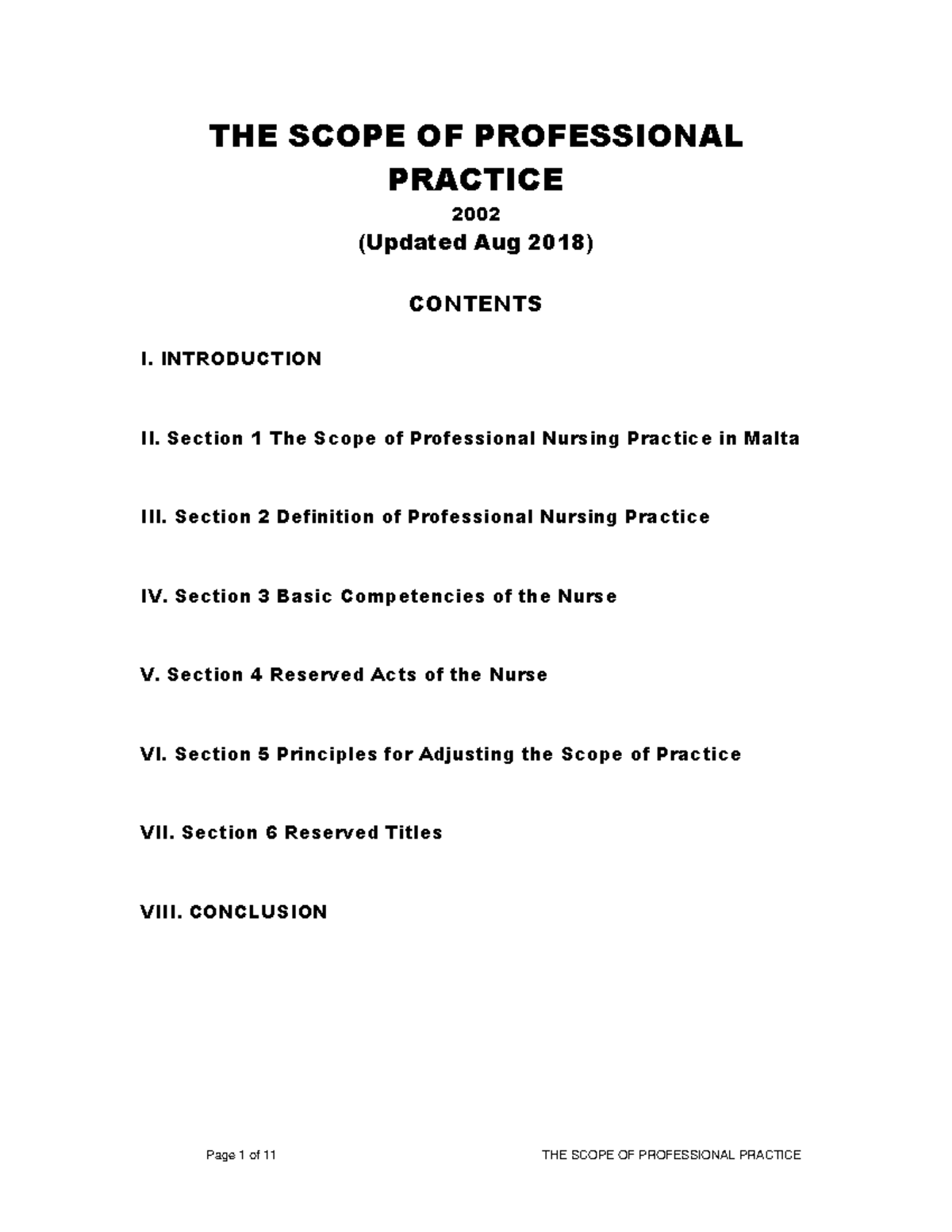 Nurse scope and practices - THE SCOPE OF PROFESSIONAL PRACTICE 2002 ...