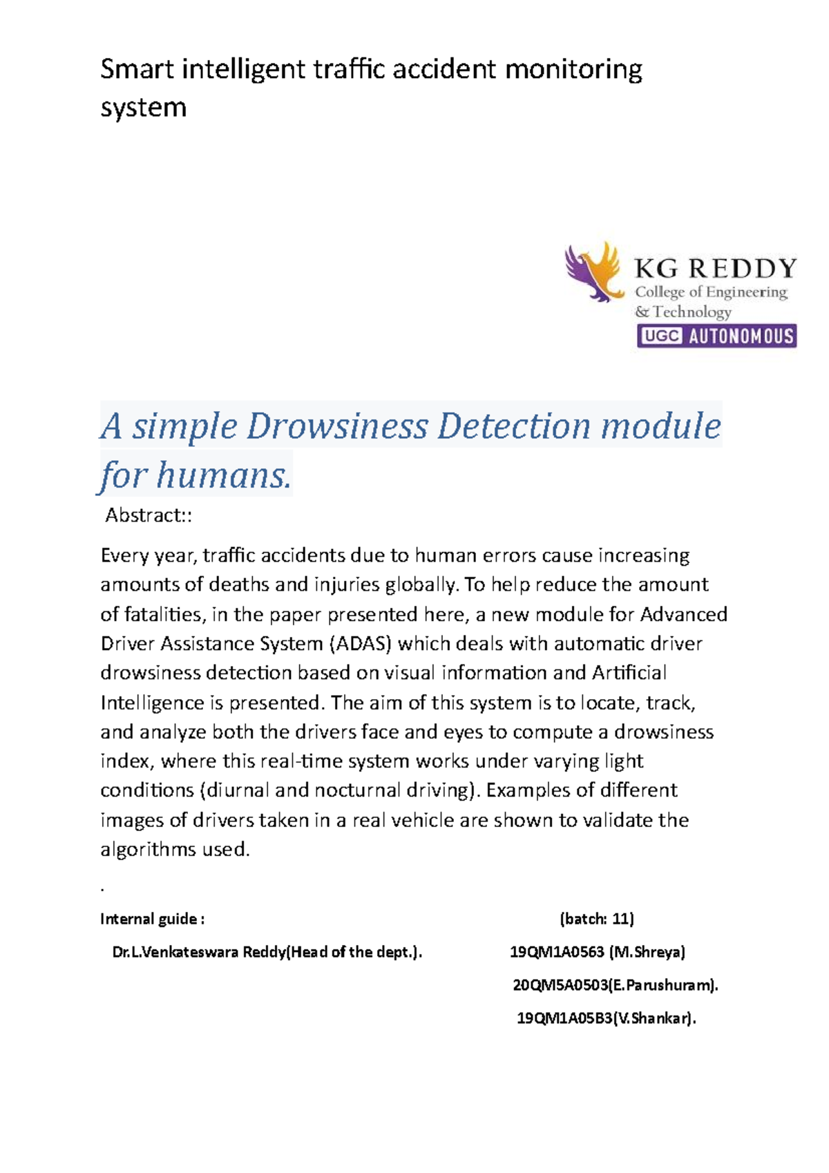 2nd - Lecturer notes - Smart intelligent traffic accident monitoring ...
