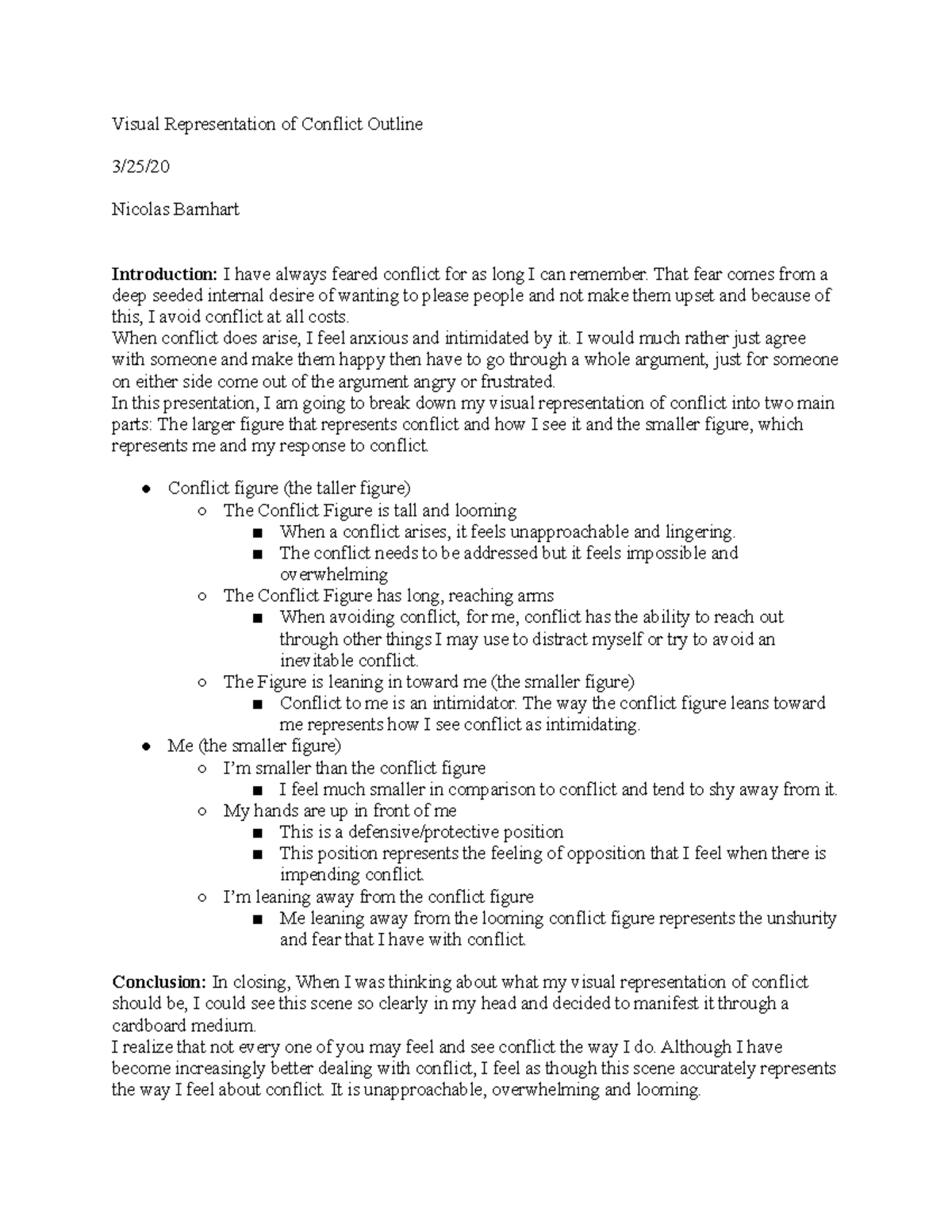 Visual Representation of Conflict Outline - Visual Representation of ...