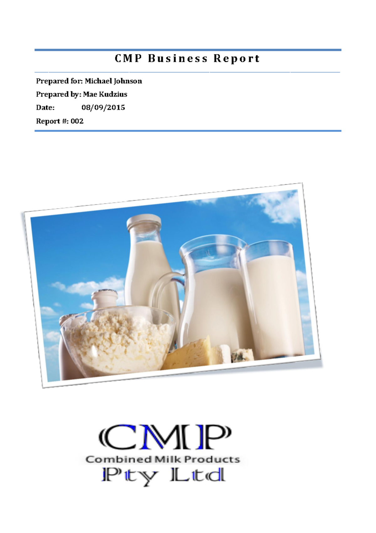 CMP Business Report 2 - C M P B u s i n e s s R e p o r t Prepared for ...