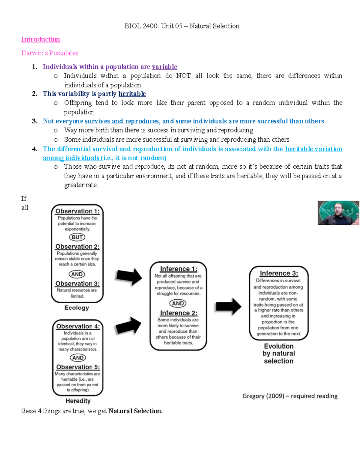 BIOL 2400 Unit 05 Notes - BIOL 2400: Unit 05 – Natural Selection ...