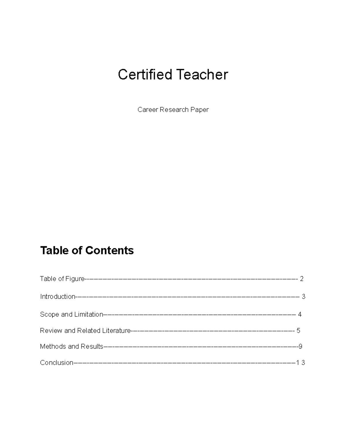 Research Paper Teacher 1 - Certified Teacher Career Research Paper ...