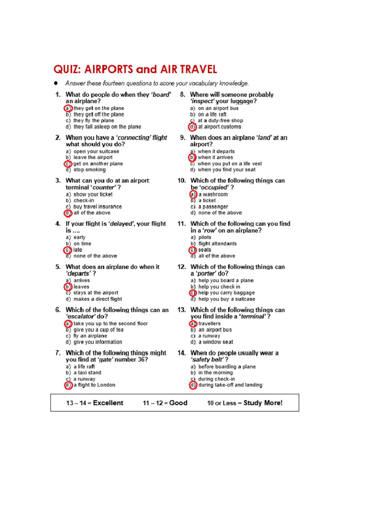 Airports and Air travel Worksheet - Inglés II - Studocu