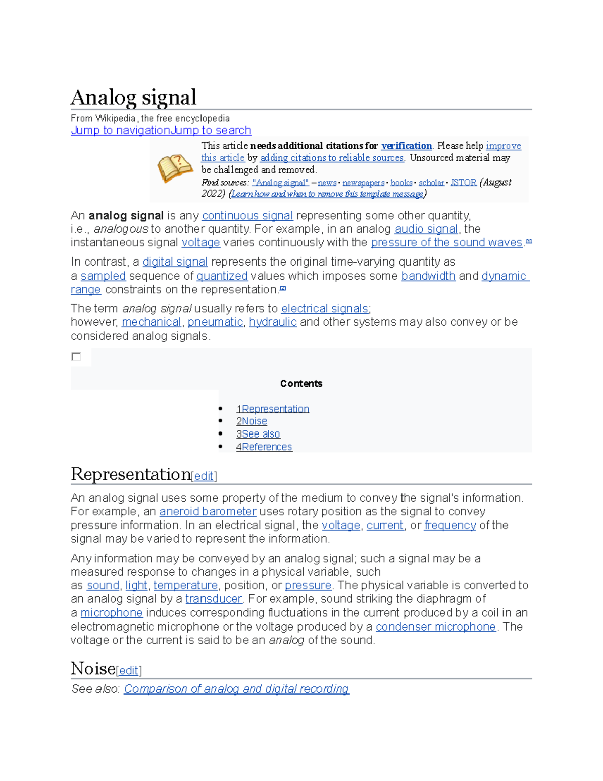 Analog signaling - Analog signal From Wikipedia, the free encyclopedia ...