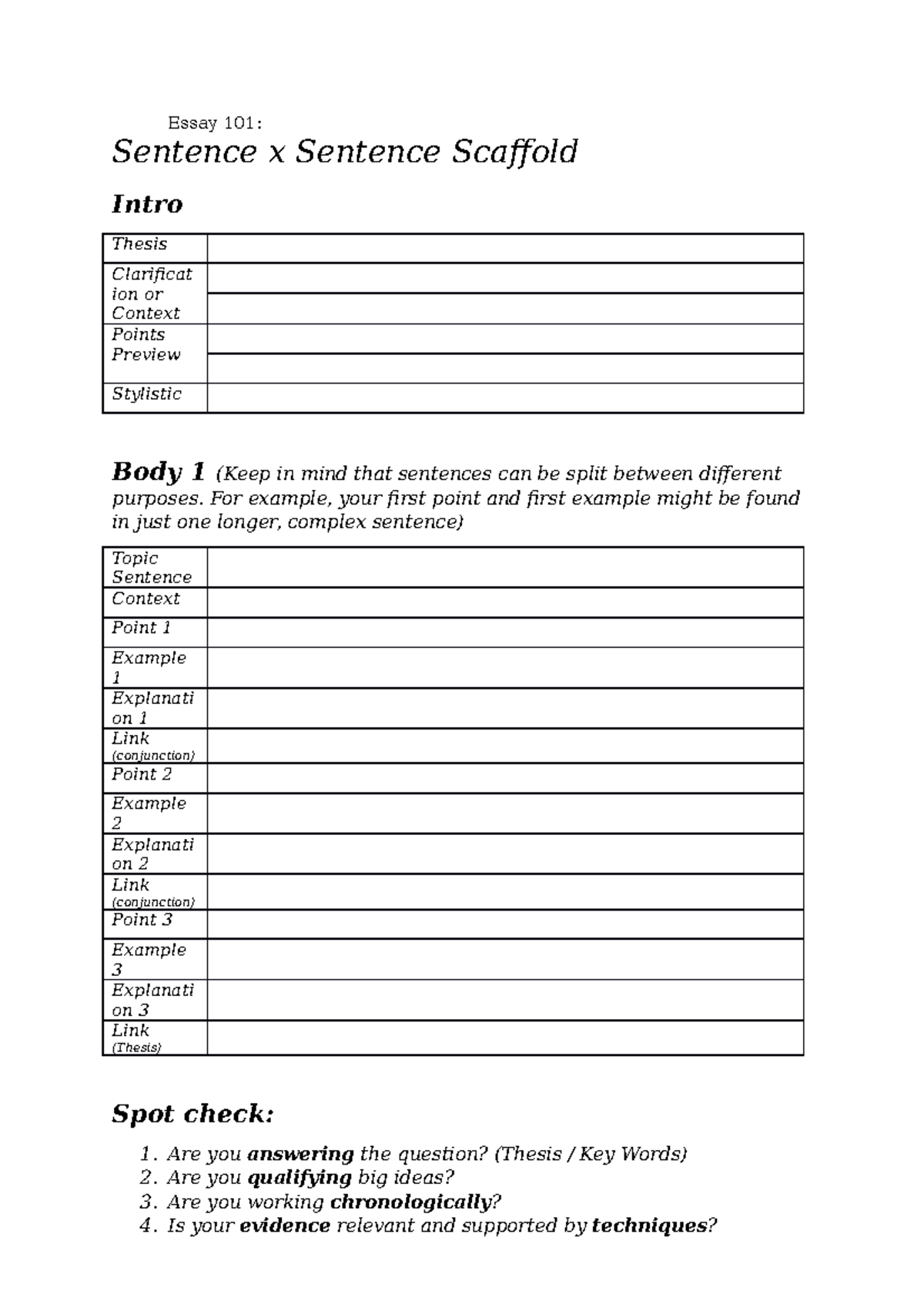 Essay 101 Intro and P1 - will help you a lot - Essay 101: Sentence x ...