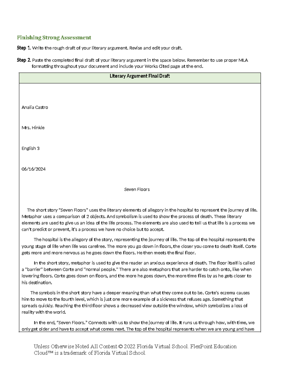 Finishing strong - Write the rough draft of your literary argument ...