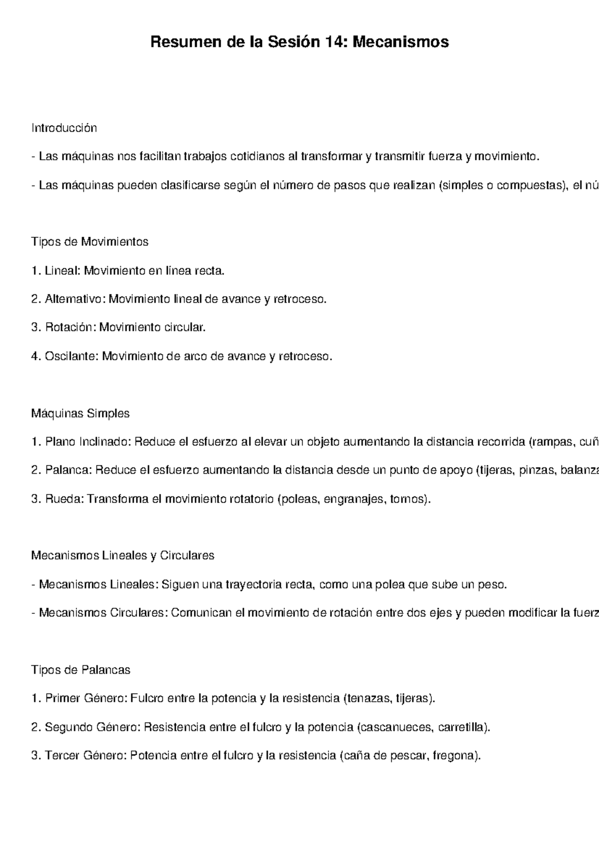 Resumen Sesion 14 Mecanismos - Resumen de la Sesión 14: Mecanismos ...