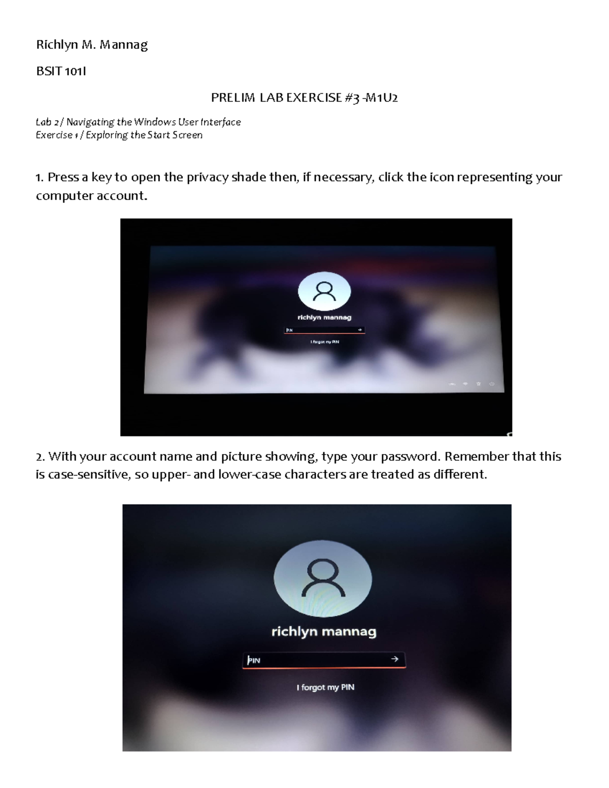 PT1 LAB Execise 2 - to help others - Richlyn M. Mannag BSIT 101I PRELIM LAB EXERCISE #3 -M1U Lab ...