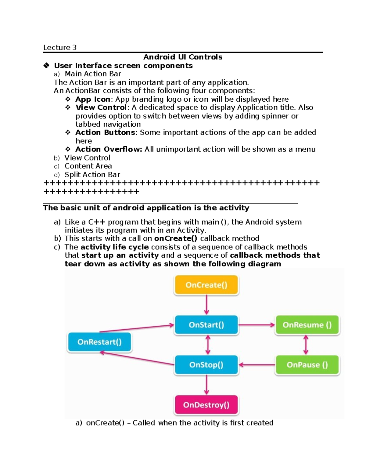 Lect 4 - Summary Mobile Programming - Lecture 3 Android UI Controls User Interface screen - Studocu