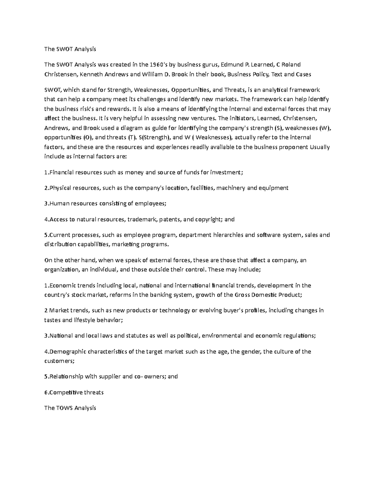 The SWOT Analys-WPS Office 044805 - The SWOT Analysis The SWOT Analysis ...