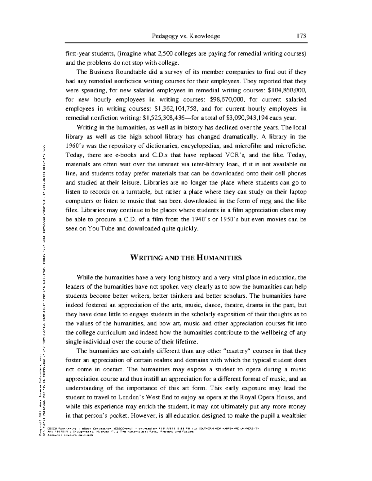 Writing And The Humanities The Humanities Past Pres - Pedagogy vs ...