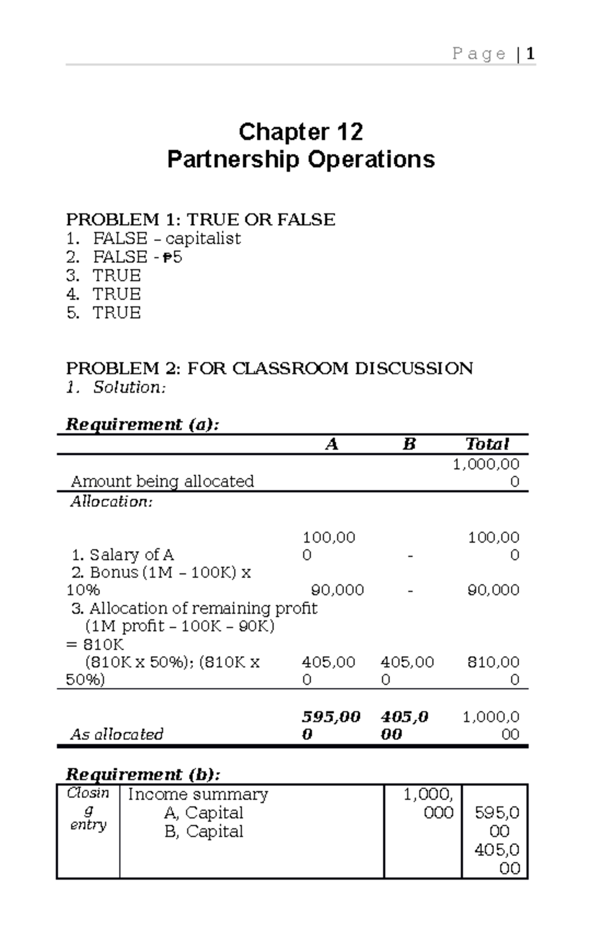 Copy of Chapter 12 Partnership Operations - Chapter 12 Partnership ...