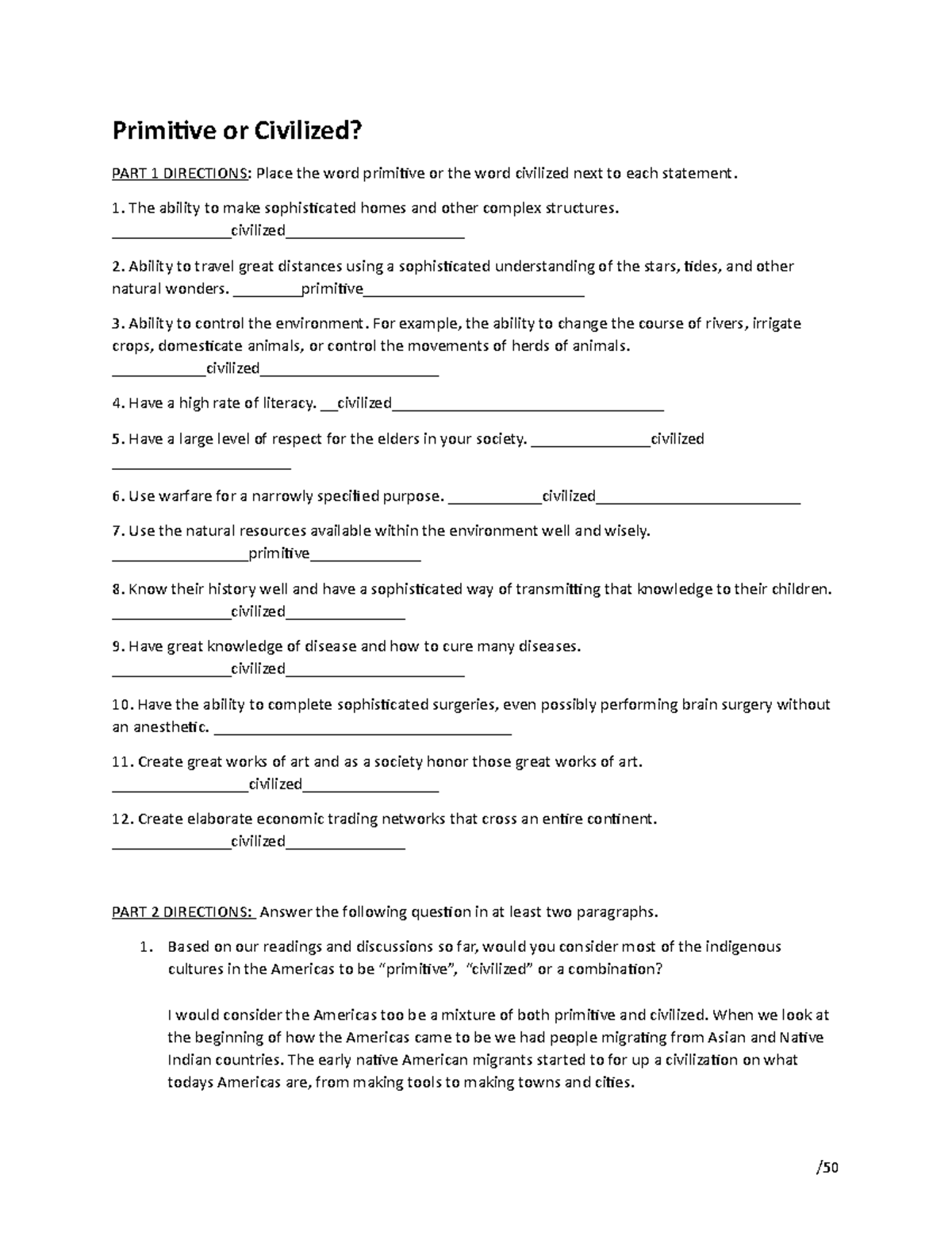 1.05 Prim or Civil hghgiufuygiuyguif iyi yuiuifu i - Primitive or ...