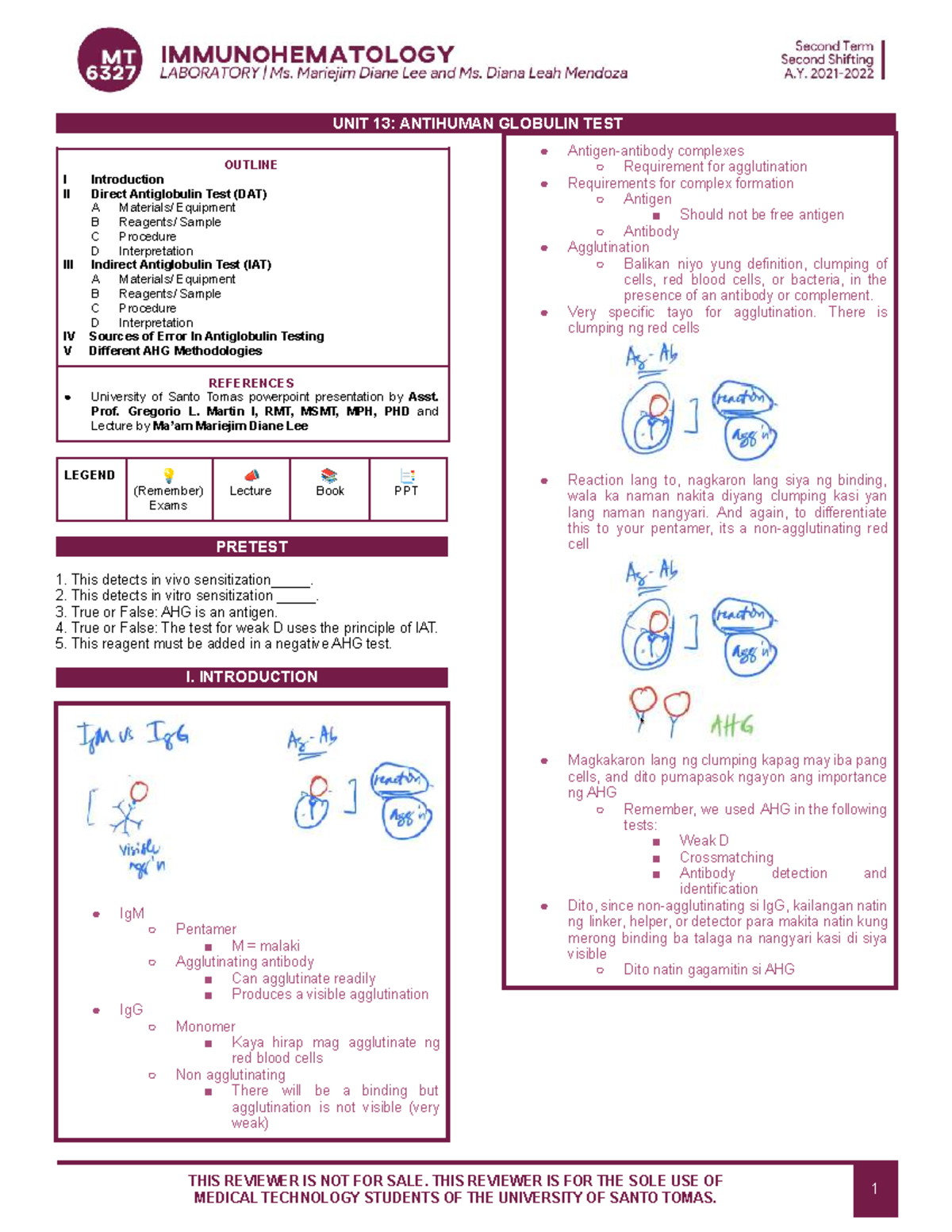 3K IH-LAB 2 Ndshifting - notes - UNIT 13: ANTIHUMAN GLOBULIN TEST ...