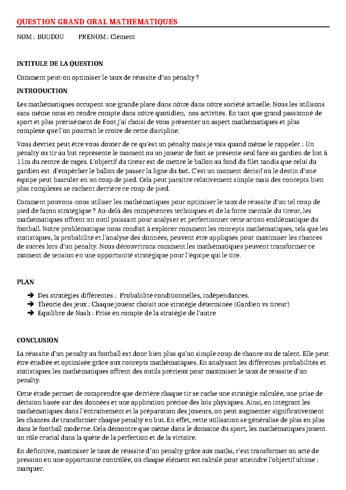 Question Grand ORAL Mathematiques - QUESTION GRAND ORAL MATHEMATIQUES ...