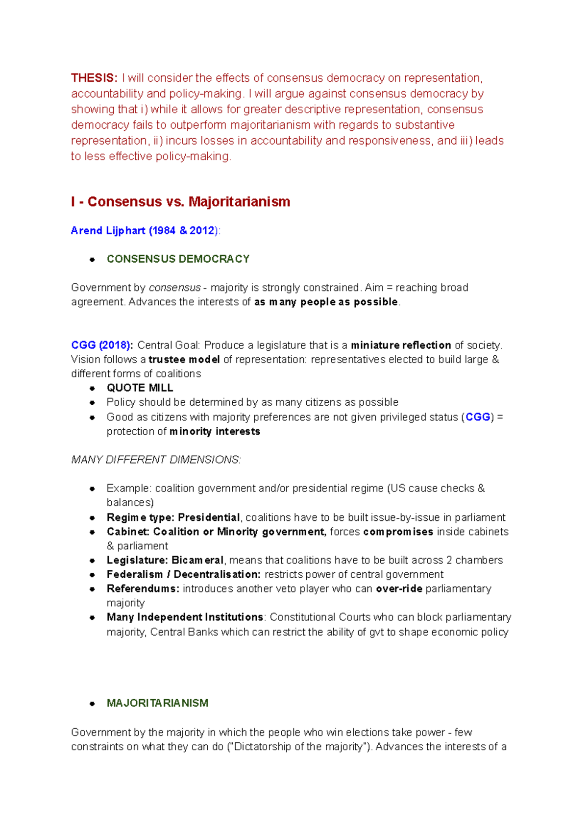 Consensus Essay Outline - THESIS: I will consider the effects of ...