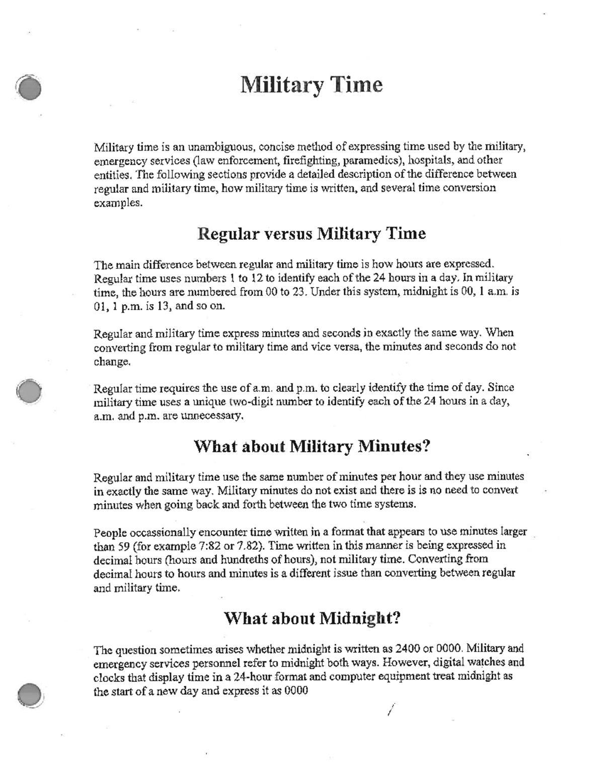 Military Time - Phonetic Alphabet - Studocu