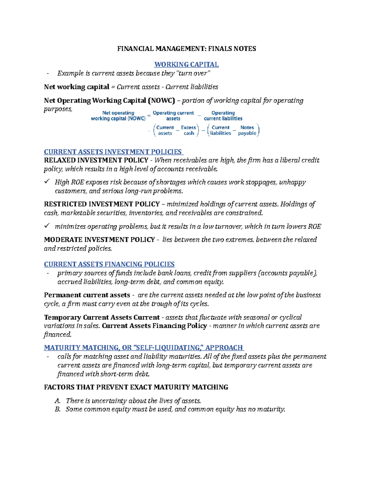 Financial Management Finals Notes - FINANCIAL MANAGEMENT: FINALS NOTES ...